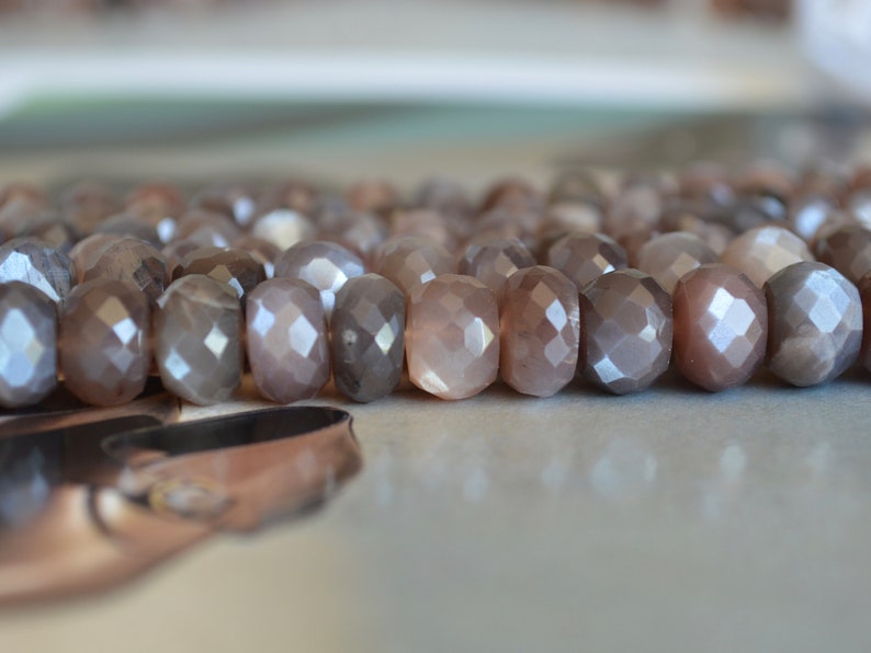8-9mm Natural AAA Dark Color Coffee Moonstone Beads Gemstone Faceted ...
