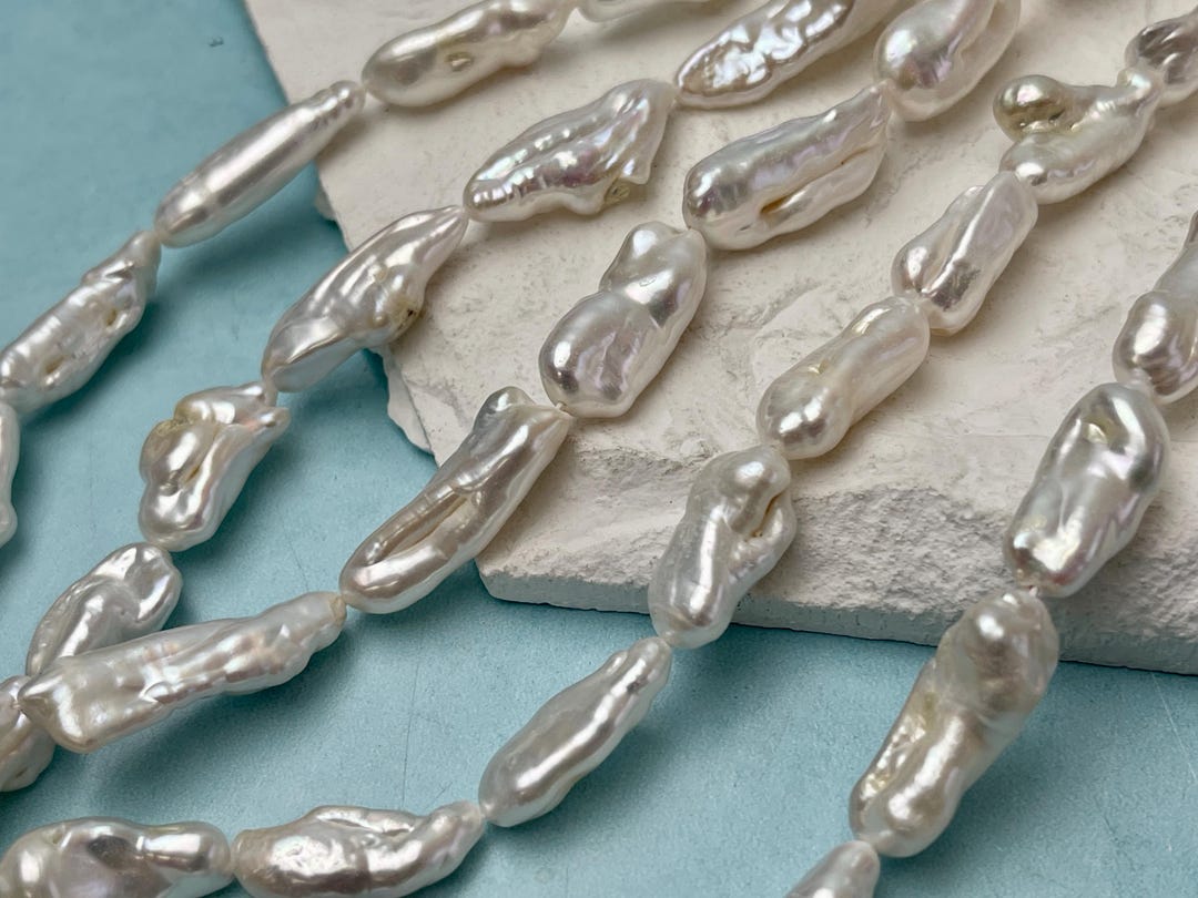7-10x13-30 Mm Natural White Biwa Stick Freshwater Pearls Genuine ...