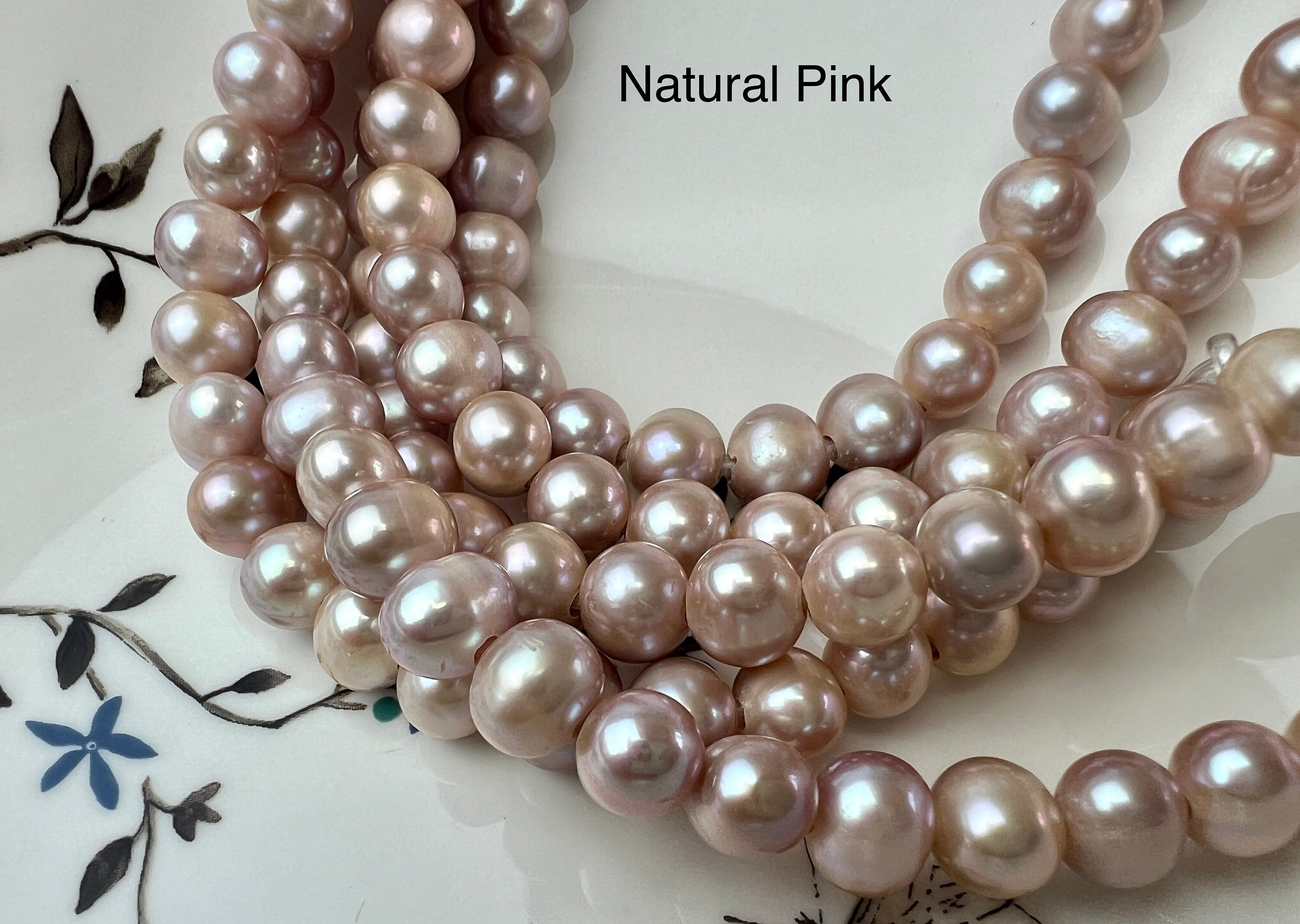 9-10 Mm AAA Half Strand Large Hole Natural Mauve Pink Potato Freshwater ...