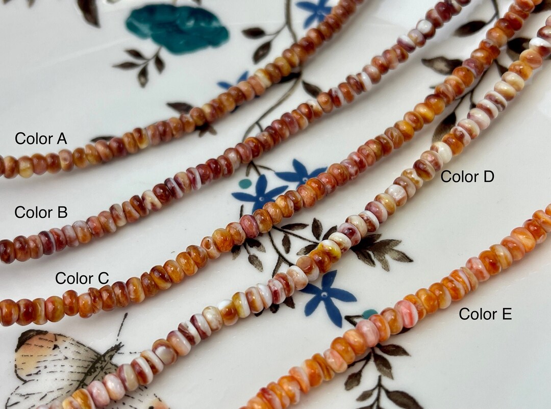 4 Mm AAA Natural Orange Red Spiny Oyster Shell Heishi Rondelle Shape ...