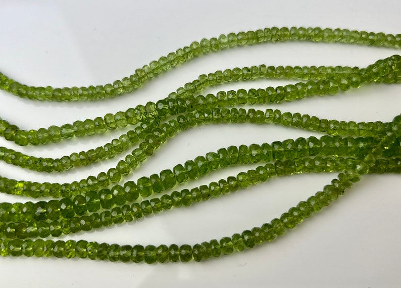 4-6 Mm AAA Natural Color Faceted Rondelle Peridot Gemstone Beads Top ...