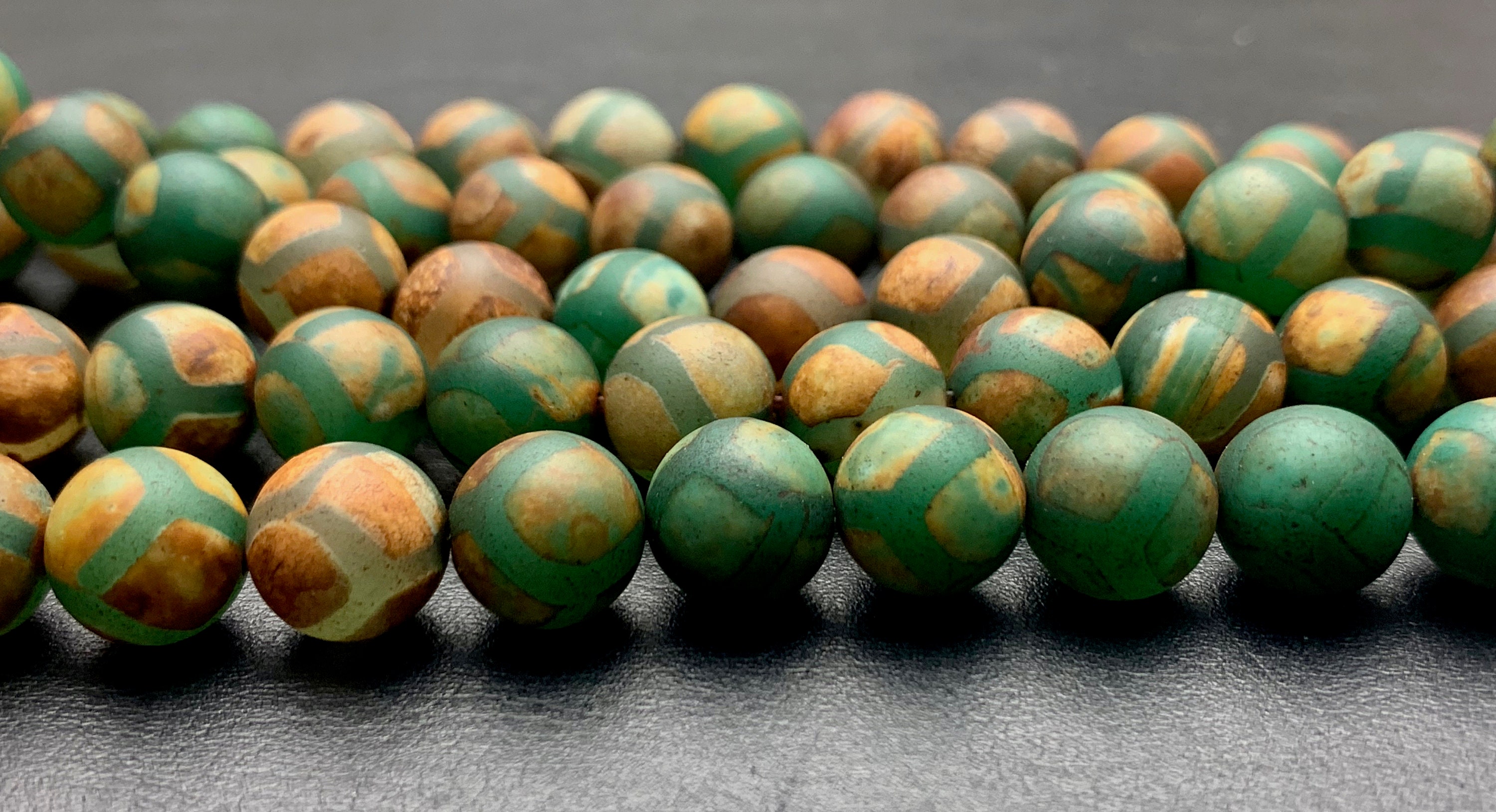 10 mm AAA DZI Tibetan Agate Faceted Round Brown Green Etched | Etsy