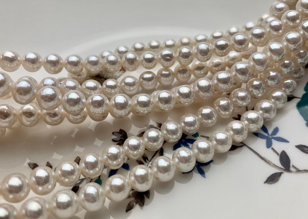 6mm 7mm 8mm AAA Extra Shiny Natural White Perfect Round Freshwater Pearl Genuine Natural Pearl ...