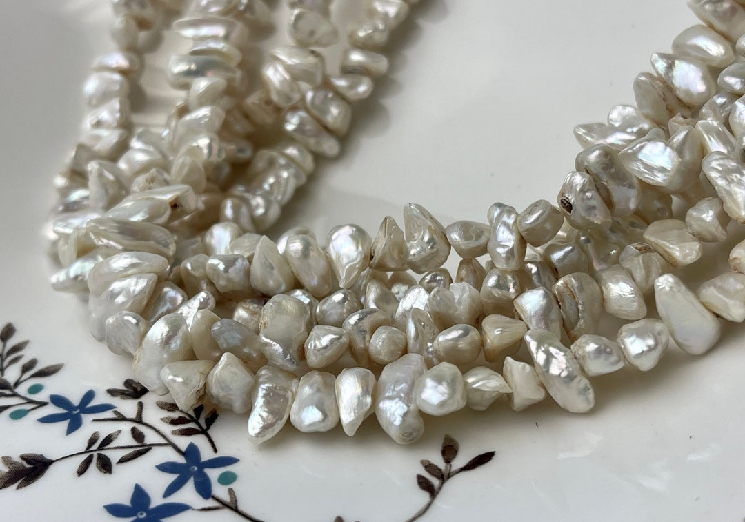 9-11 Mm Natural White Keshi Freshwater Pearl Beads Genuine Center ...