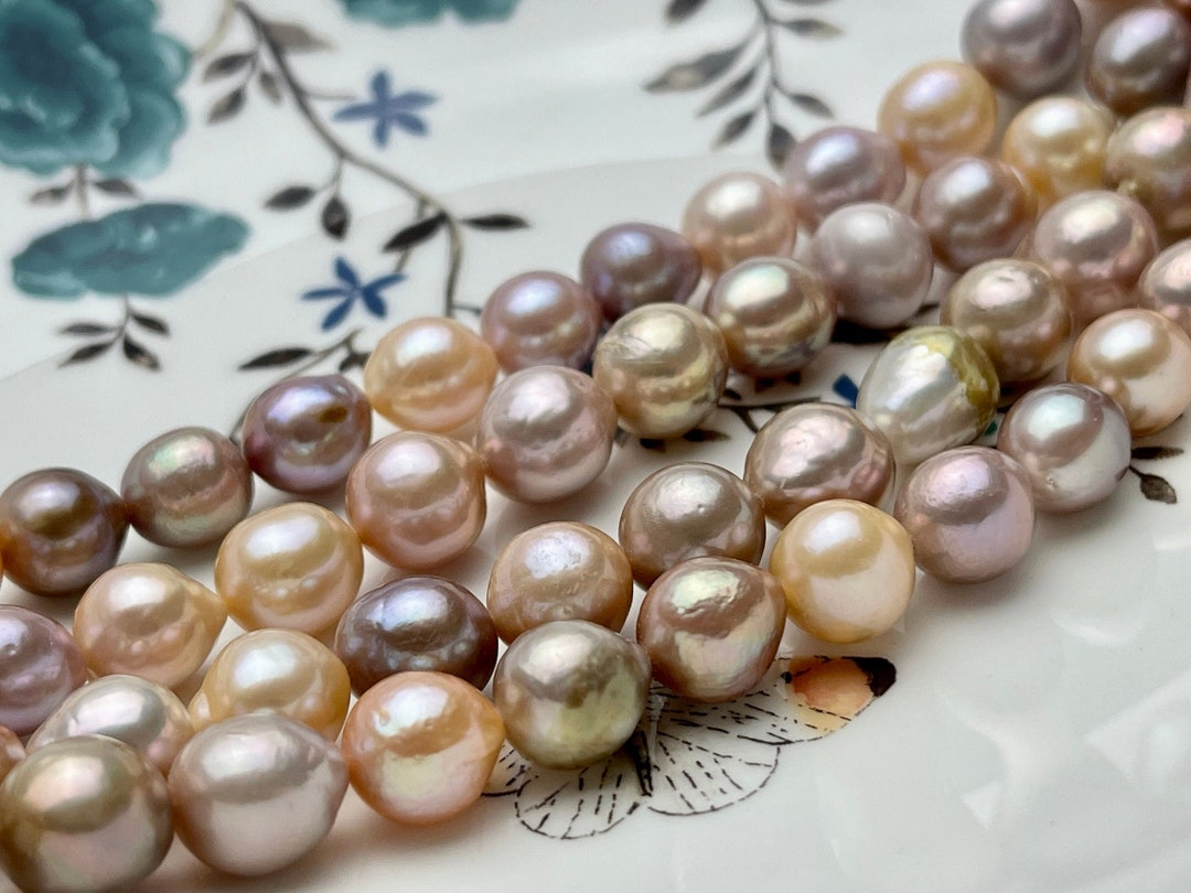 9-11 Mm AA Rare Mixed Natural Mauve Pink Baroque Edison Pearls Genuine ...