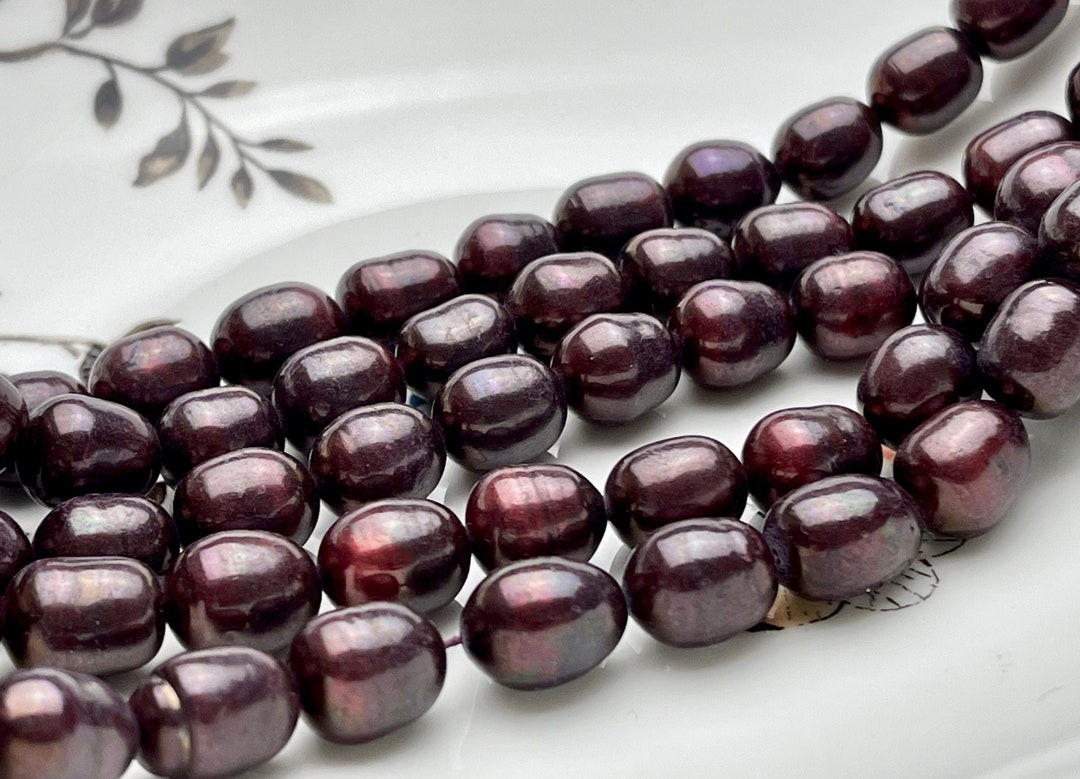 10x12 Mm Dark Burgundy Color Freshwater Rice/oval Pearls, Genuine ...