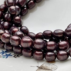 10x12 Mm Dark Burgundy Color Freshwater Rice/oval Pearls, Genuine ...