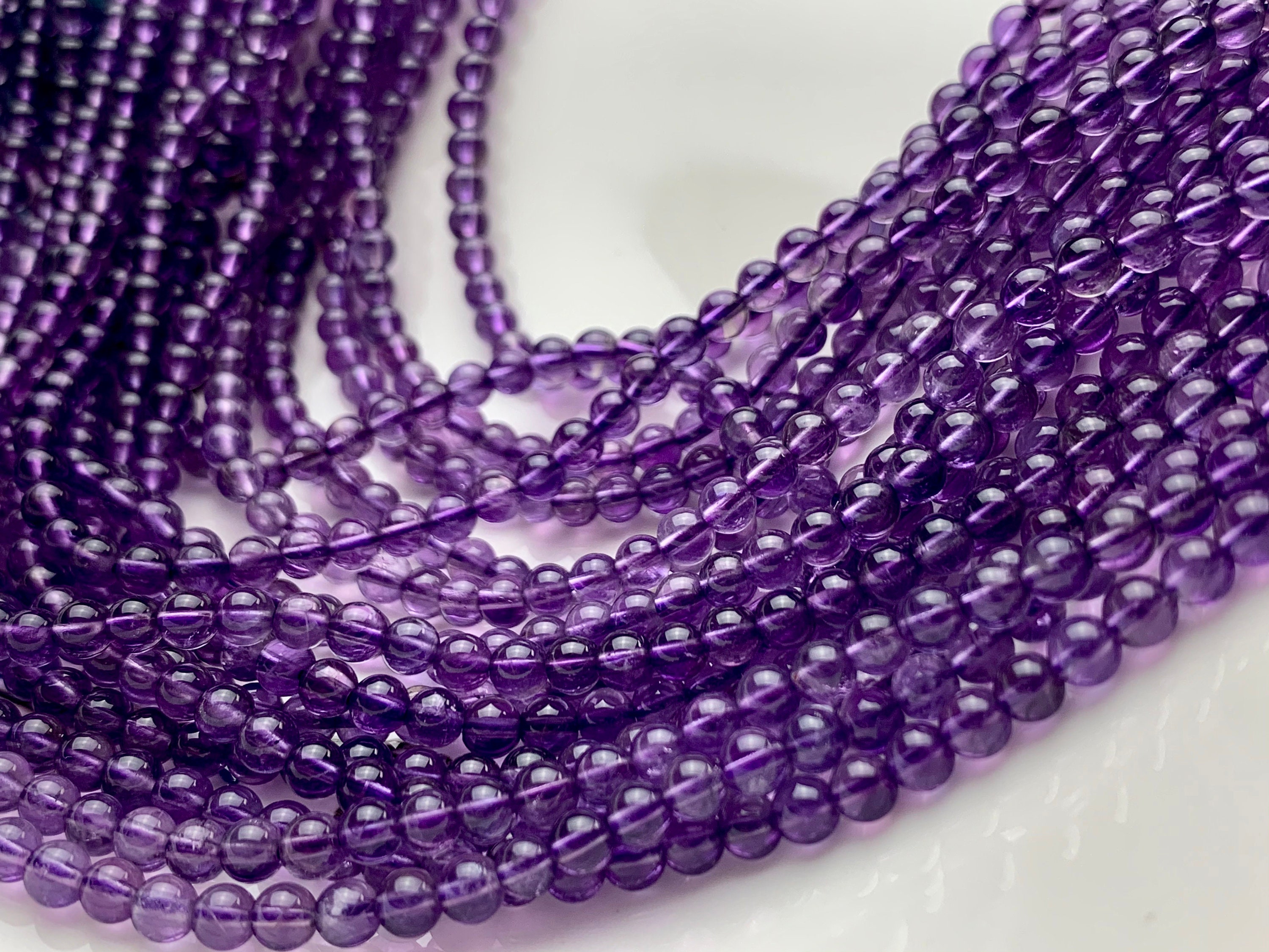 4 Mm AAA Top Quality Smooth Round Amethyst Gemstone Bead - Etsy