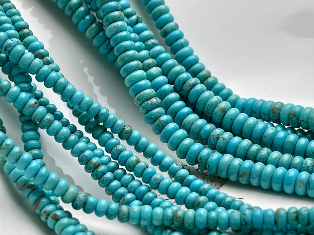 4.5mm 6mm Smooth Rondelle Shape Turquoise Gemstone Beads Green #4067 - Etsy