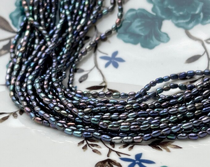 2x3 Mm AAA Rainbow Peacock Color Rice Tiny Seed Freshwater Pearls High ...