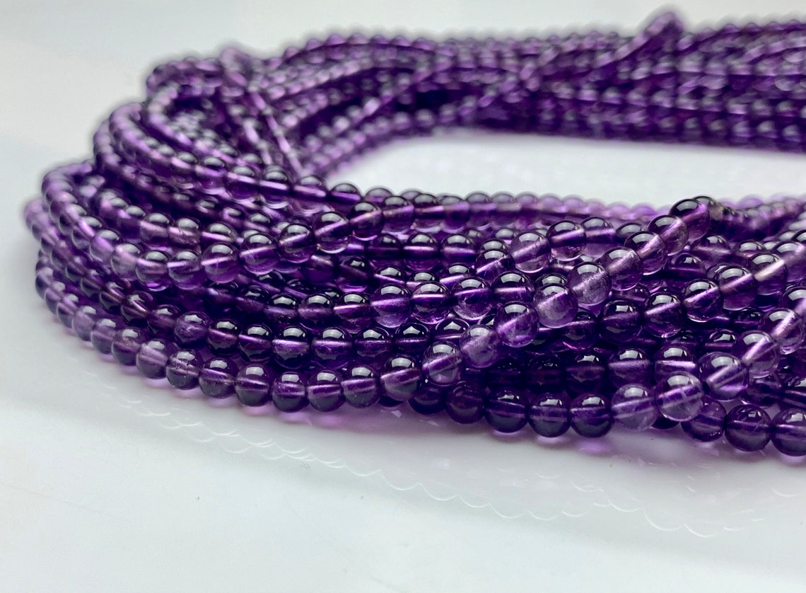 4 Mm AAA Top Quality Smooth Round Amethyst Gemstone Bead - Etsy