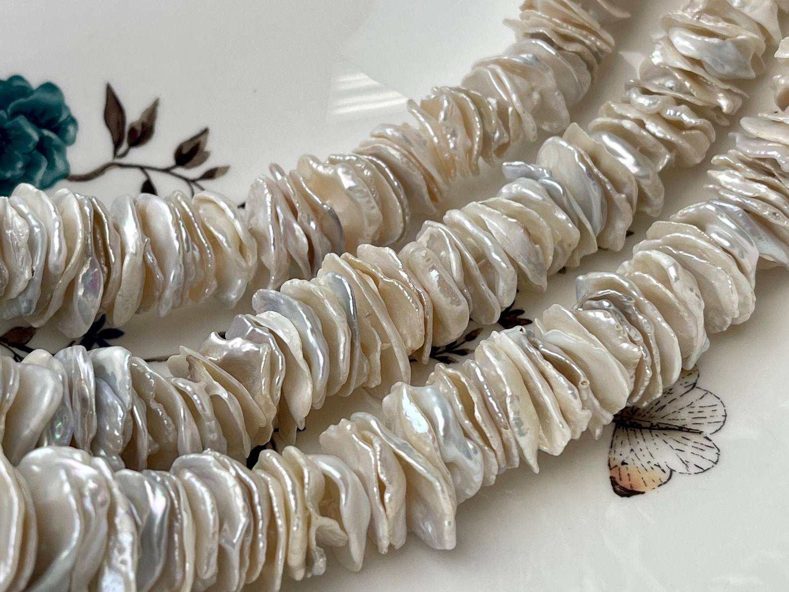18-20 Mm AA Natural White Keshi Freshwater Pearl Beads Center Drilled ...