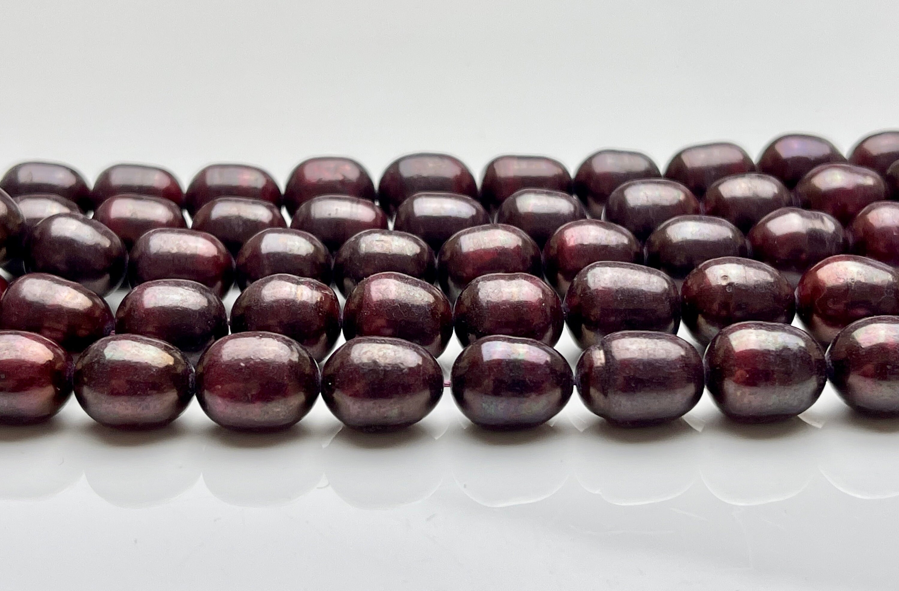 10x12 Mm Dark Burgundy Color Freshwater Rice/oval Pearls - Etsy