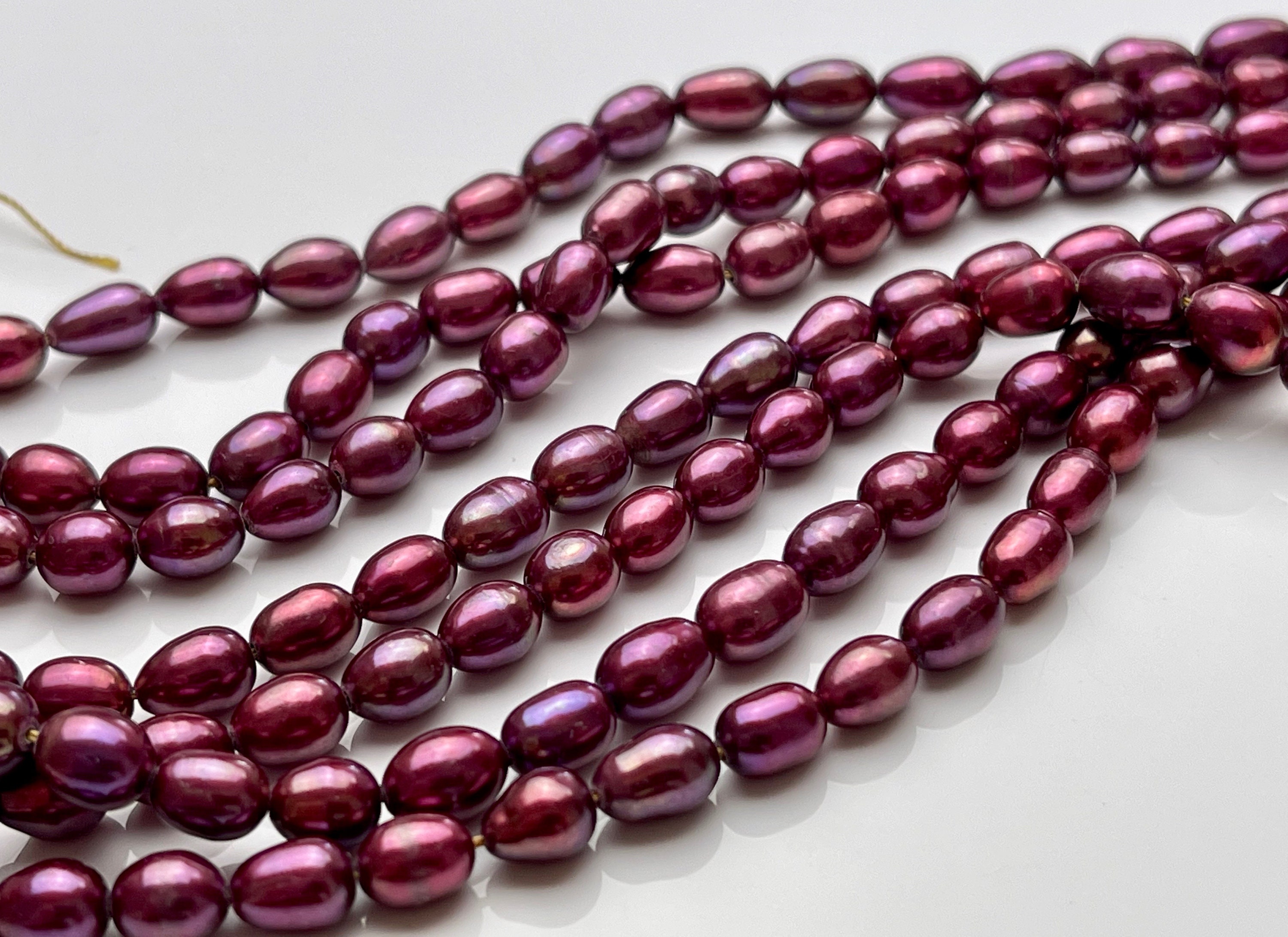 6x8-9mm AAA Burgundy Purple Color Rice/Oval Freshwater Pearl | Etsy