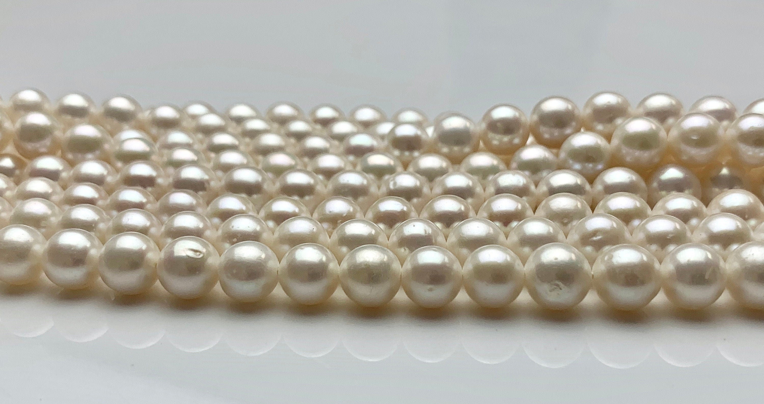 8mm AAA Large Hole Round Natural White Freshwater Pearl Beads Hole Size ...