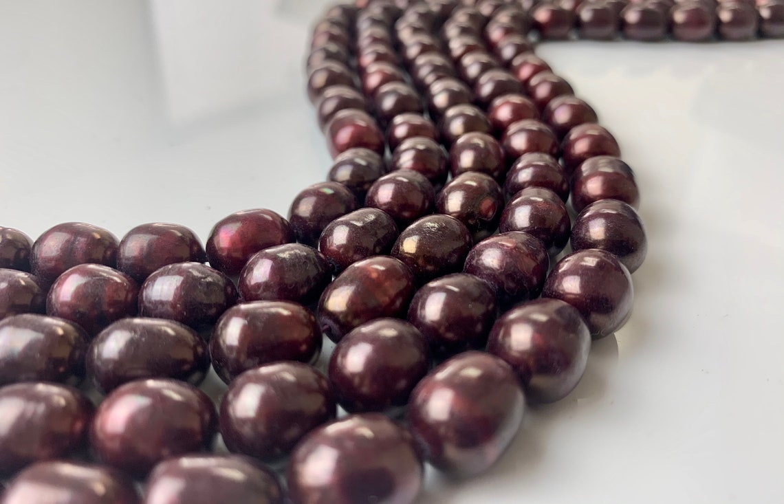10x12 mm Dark Burgundy Color Freshwater Rice/Oval Pearls | Etsy