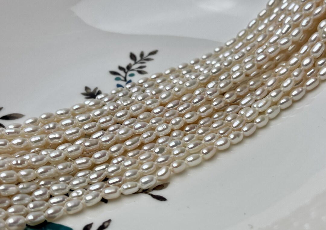 3.5x5 Mm AA Natural White Rice/oval Shape Tiny Seed Freshwater Pearls ...