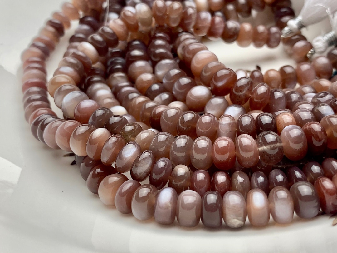 8mm 9mm 10mm Natural AAA Coffee Brown Moonstone Beads Smooth Rondelle ...