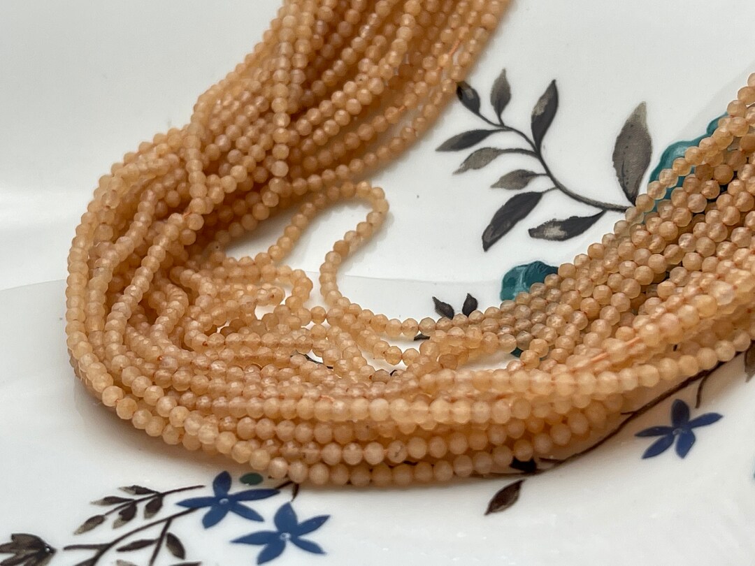 2 Mm Faceted Round Tiny Peach Quartz Gemstone Beads Genuine Natural ...