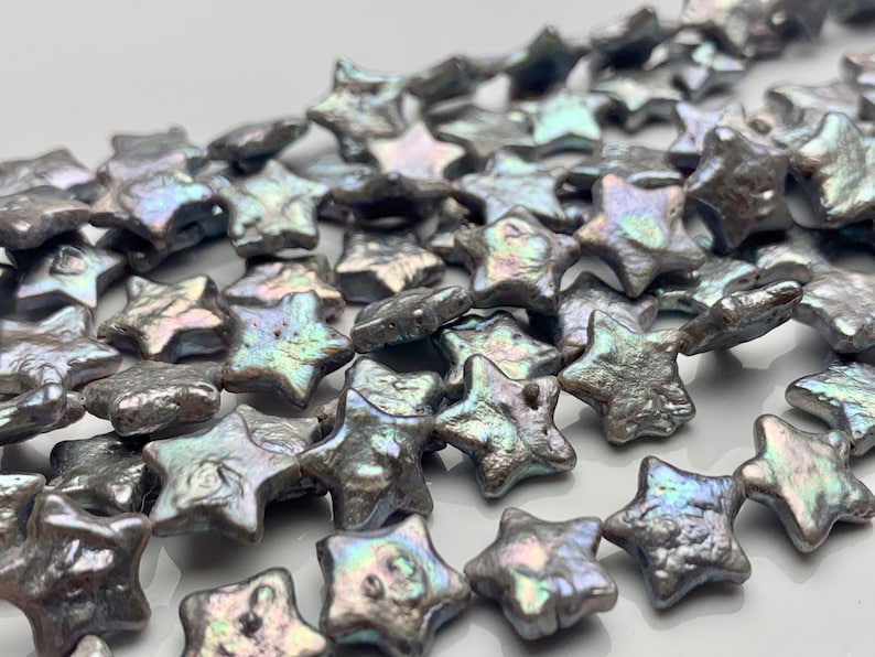 12 Mm AA Very Rare Gray Color Star Shape Freshwater Coin Pearl Beads ...