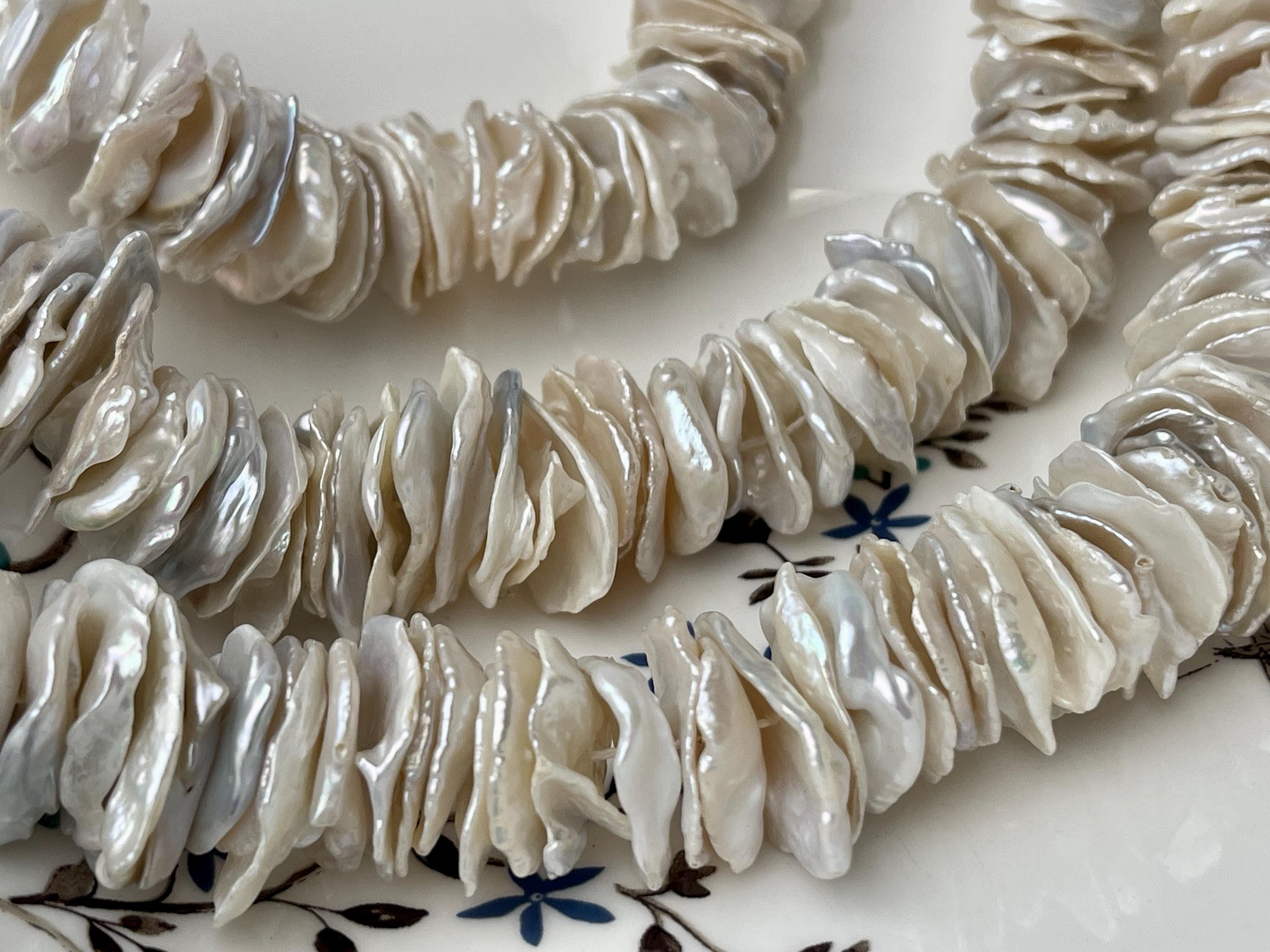 18-20 Mm AA Natural White Keshi Freshwater Pearl Beads Center Drilled ...