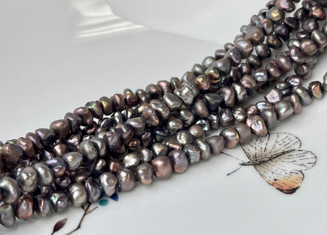5-6 Mm Dark Copper Brown Color Nugget Keshi Freshwater Pearls Genuine ...