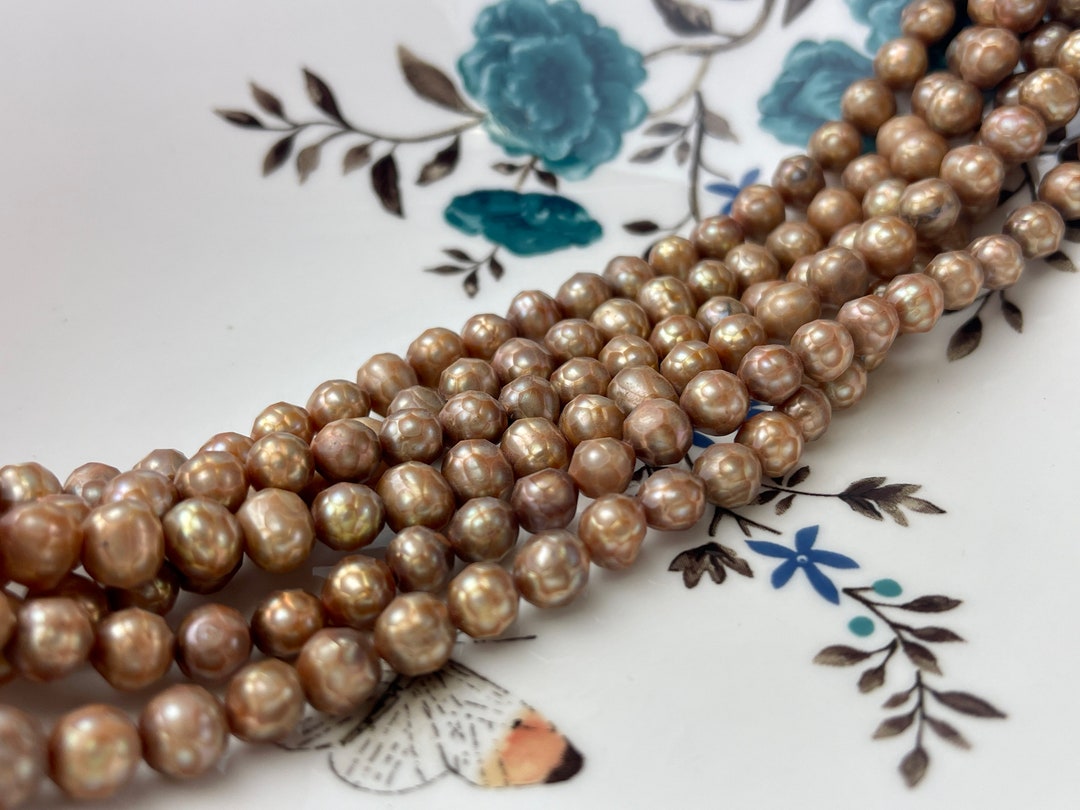 6-8 Mm Rare Faceted Dark Champagne Color Potato Freshwater Pearl Beads ...