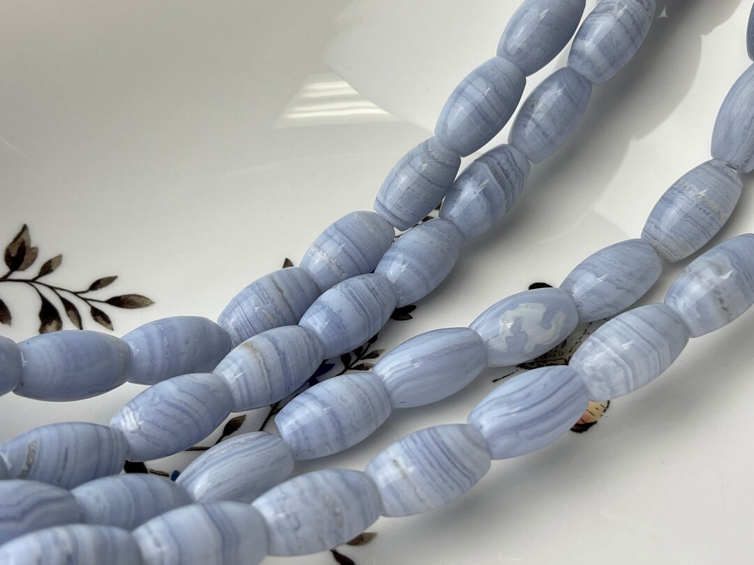 11x18 Mm Large Barrel Shape Smooth Agate Gemstone Beads Genuine Blue ...