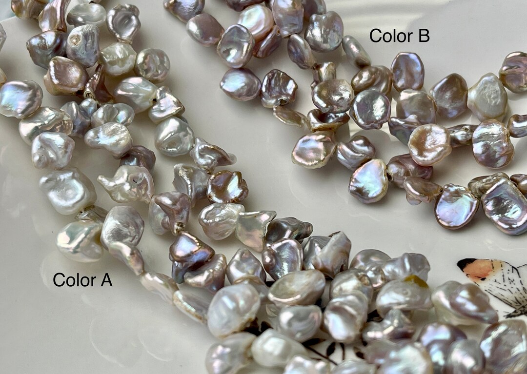 9-10 Mm AA High Luster Natural Pink Keshi Paddle Freshwater Pearl Beads ...