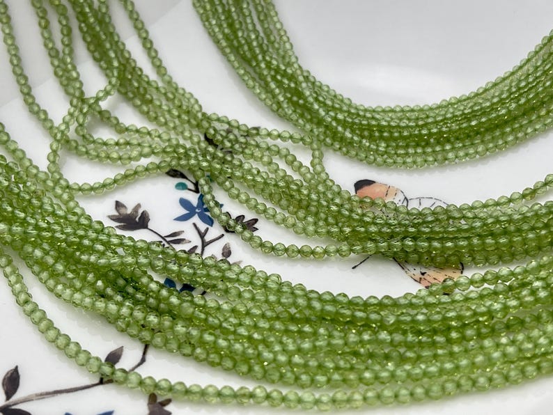 2-3 Mm Faceted Round Tiny Peridot Gemstone Beads Genuine Natural ...
