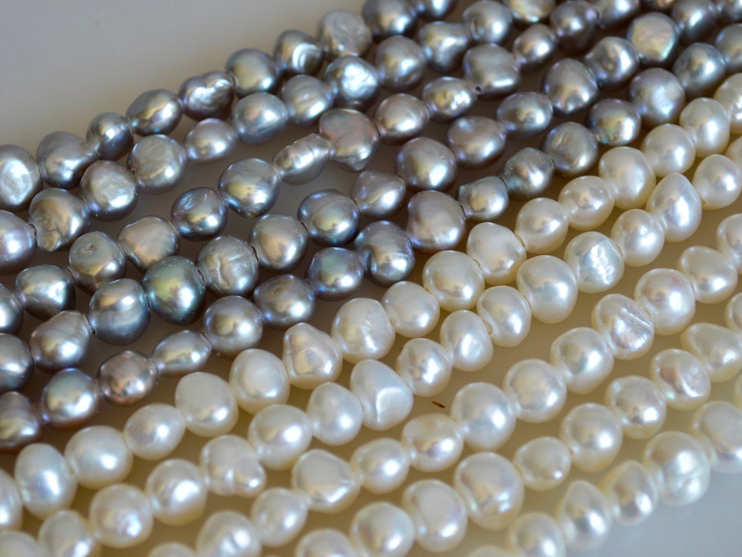 8-9 Mm AA Large Hole Freshwater Pearl Nuggets Hole Size 2.1 Mm, Natural ...