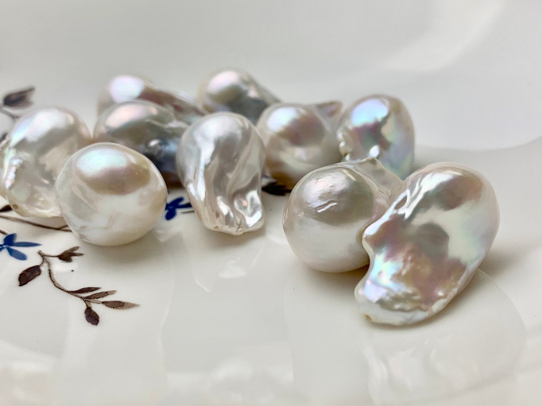 Única en su tipo 16-18x24-32 mm AAA Jumbo Perla barroca blanca natural ...