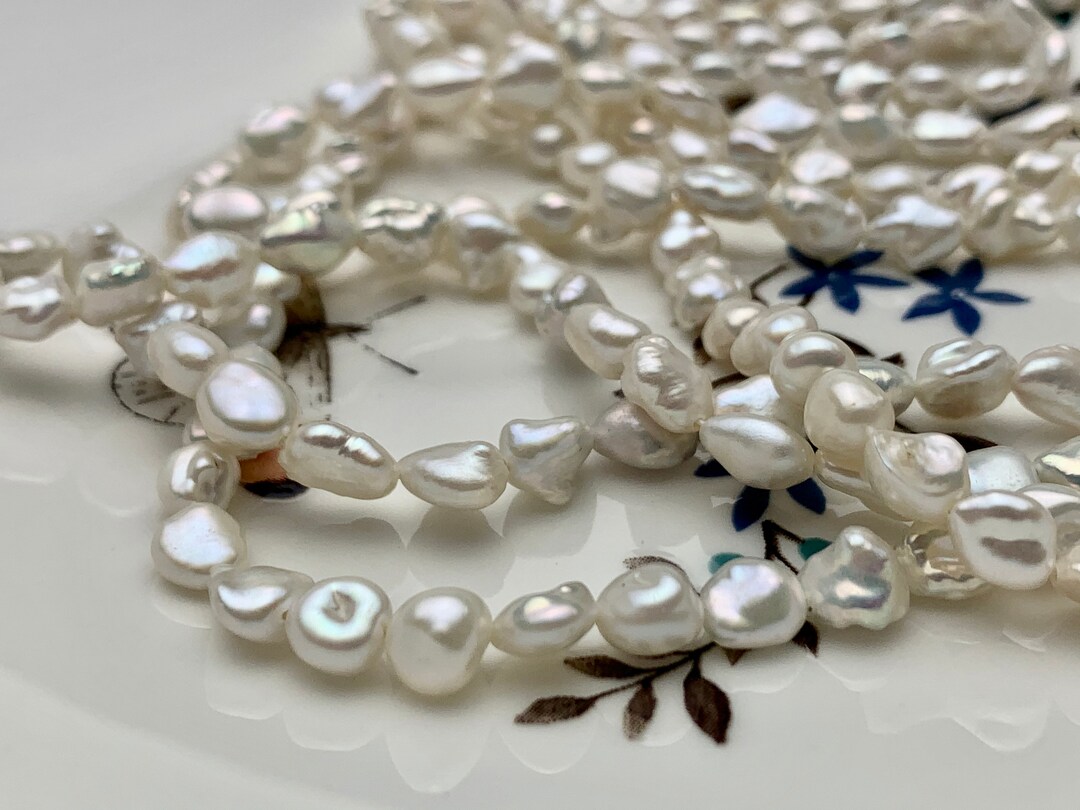 5-9 Mm AAA Natural White Keshi Nugget Freshwater Pearl Beads Center ...