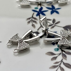 11x33mm 925 Sterling Silver Double Bow Tie Shape Multi Strand Clasp ...