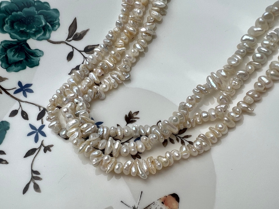 5mm 7mm Very Rare Natural White Keshi Freshwater Pearl Beads Center ...