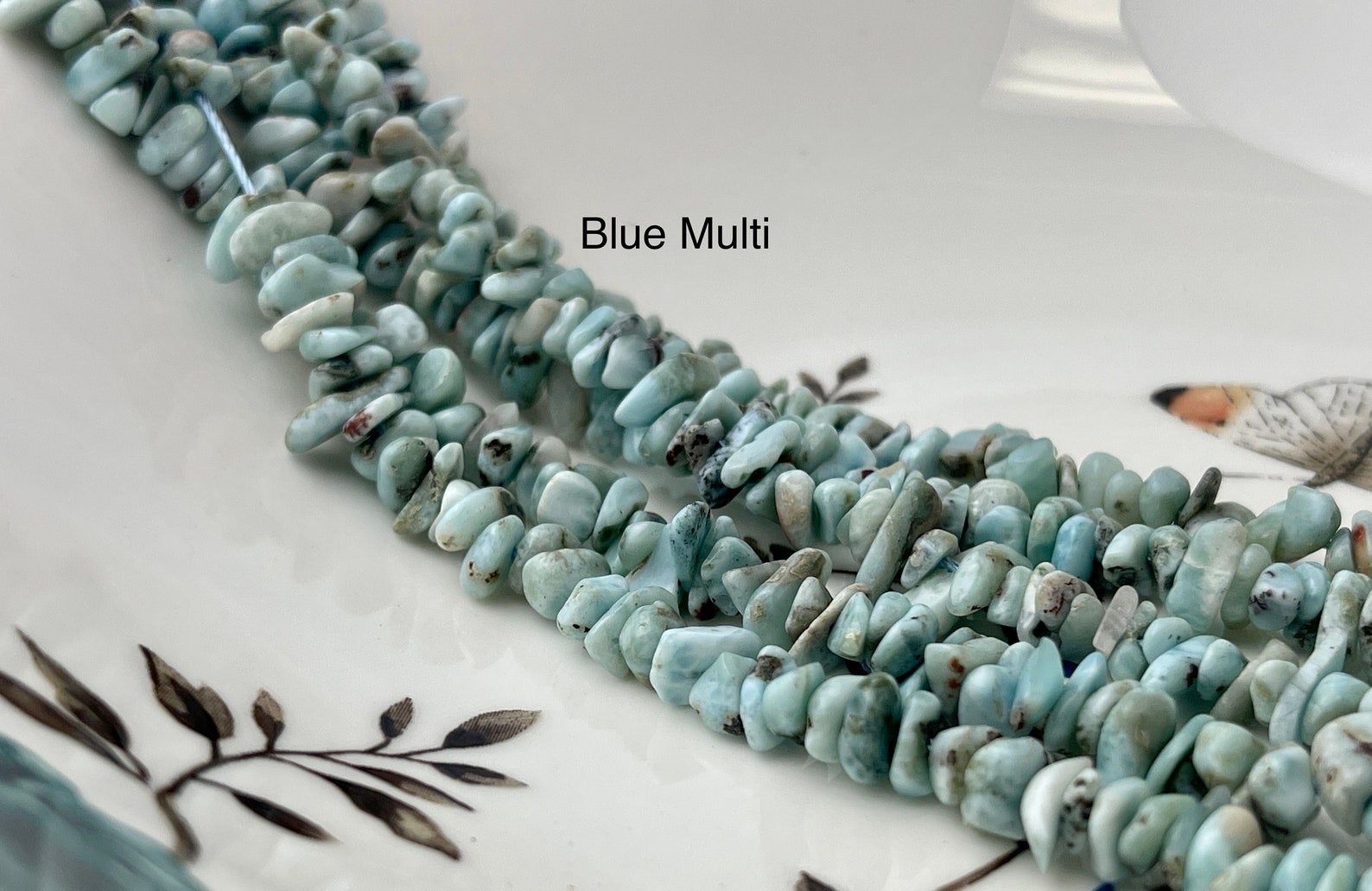 WHOLESALE 6-7 Mm Natural Color Larimar Gemstone Beads Irregular Chips ...