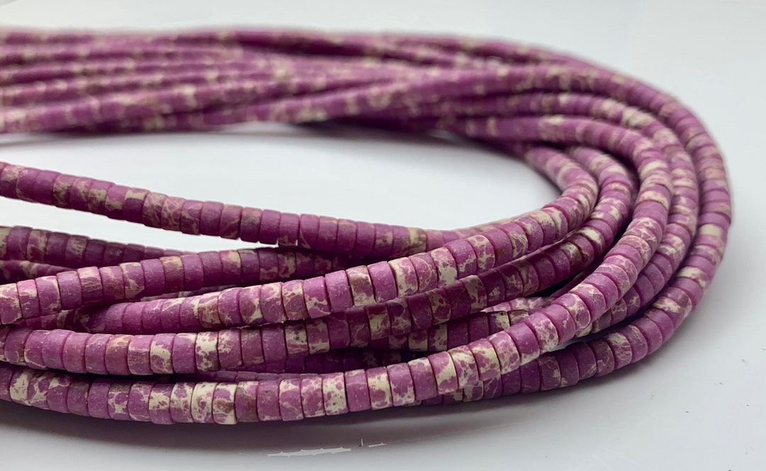 2x4mm Purple Color Impression Jasper Heishi Rondelle Shape Genuine ...