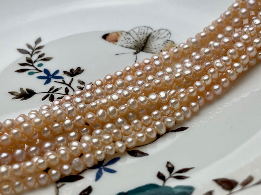 3 Mm 4 Mm AAA Light Pink Color Round Potato Freshwater Pearl Beads High ...