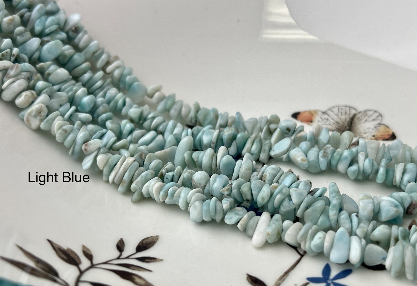 WHOLESALE 6-7 Mm Natural Color Larimar Gemstone Beads Irregular Chips ...