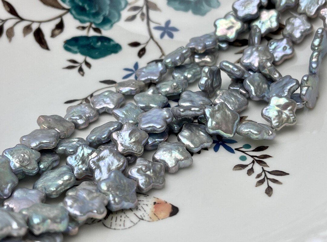 11 Mm AAA Very Rare Gray Color Rounded Star Shape Freshwater Coin Pearl ...