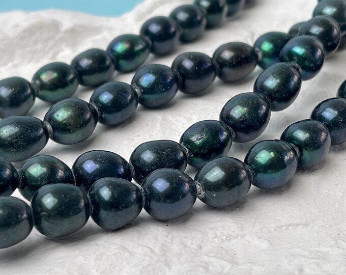 10x11-12 Mm AA Prussian Blue Color Freshwater Pearl Rice/oval Pearl ...