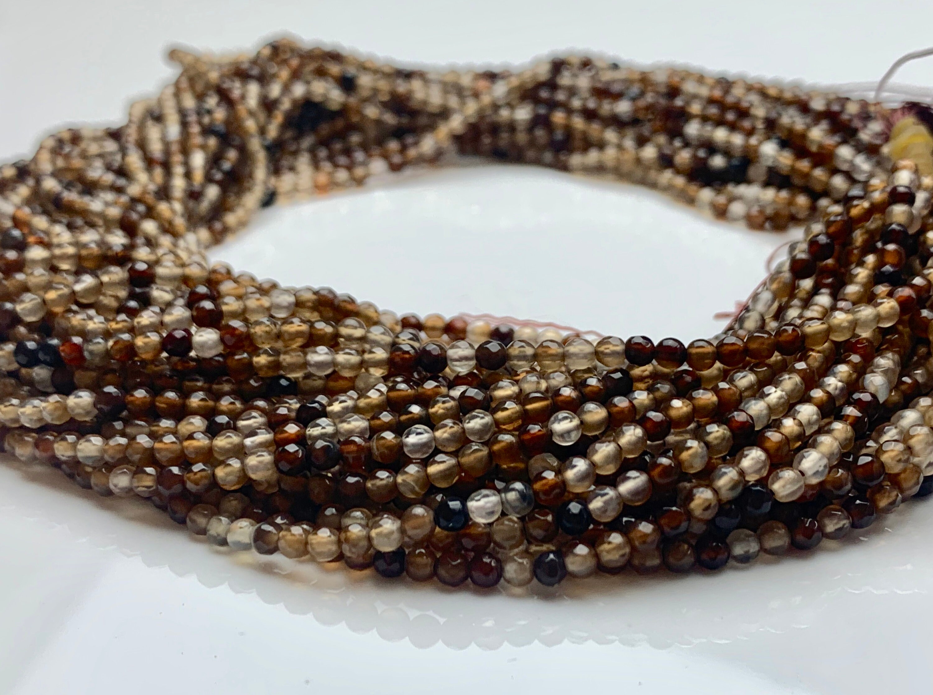 WHOLESALE 3mm 4mm Faceted Round Coffee Brown Agate Gemstone Beads ...
