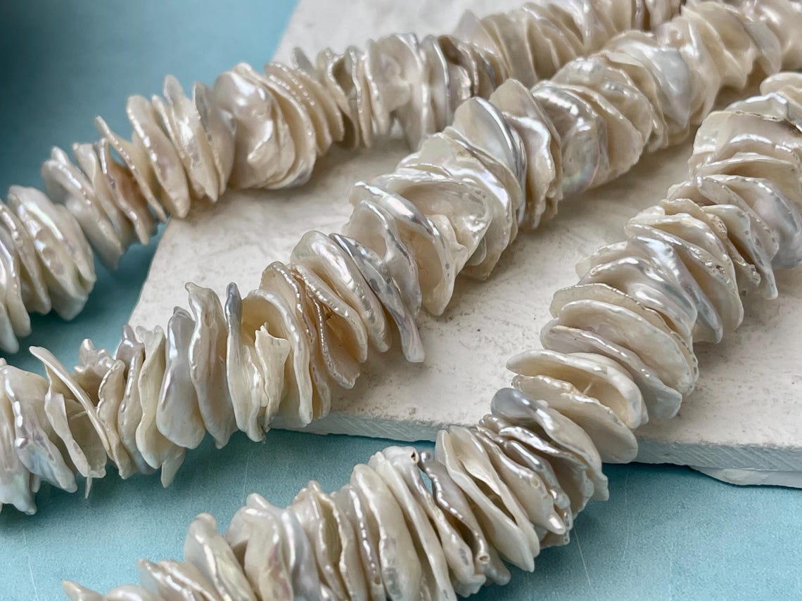 18-20 Mm AA Natural White Keshi Freshwater Pearl Beads Center Drilled ...