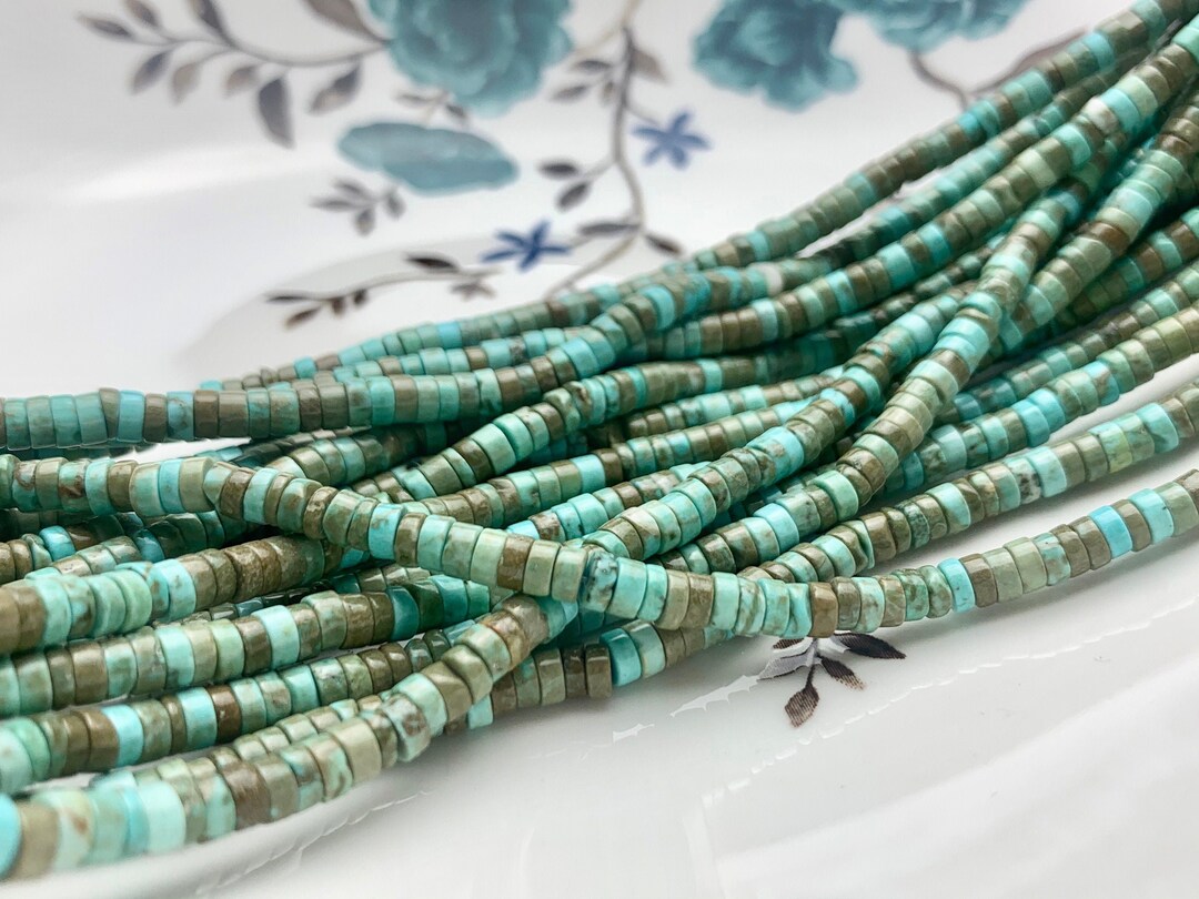 4 Mm Turquoise Heishi Rondelle Shape Gemstones Loose Beads 15 Inches ...