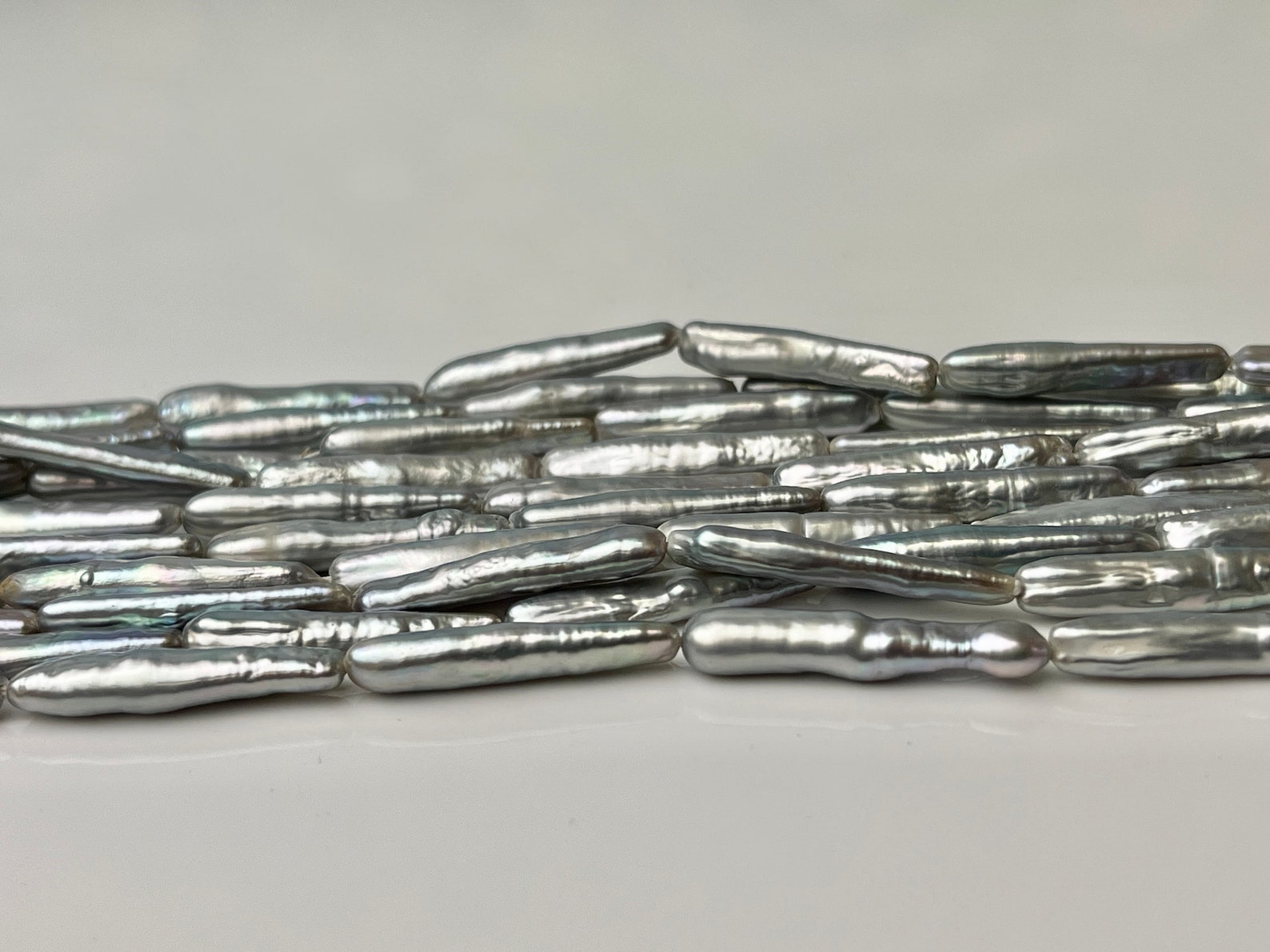 4x24 Mm AAAA Gray Biwa Stick Freshwater Pearl Beads Genuine Super High ...