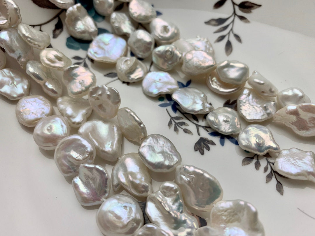 10-17 Mm AA Natural White Keshi Center Drilled Freshwater Pearl Beads ...