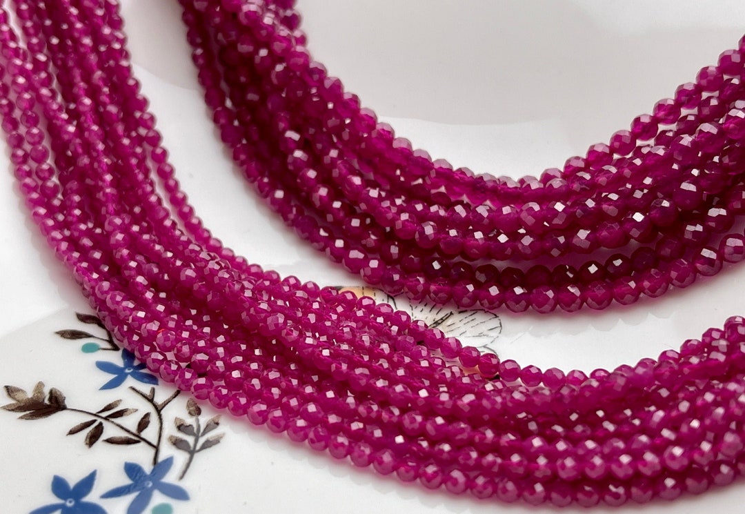 2mm 3mm or 4mm AAA Micro Faceted Round Red Gemmy Ruby Gemstone Beads Heat Treated Quality ...