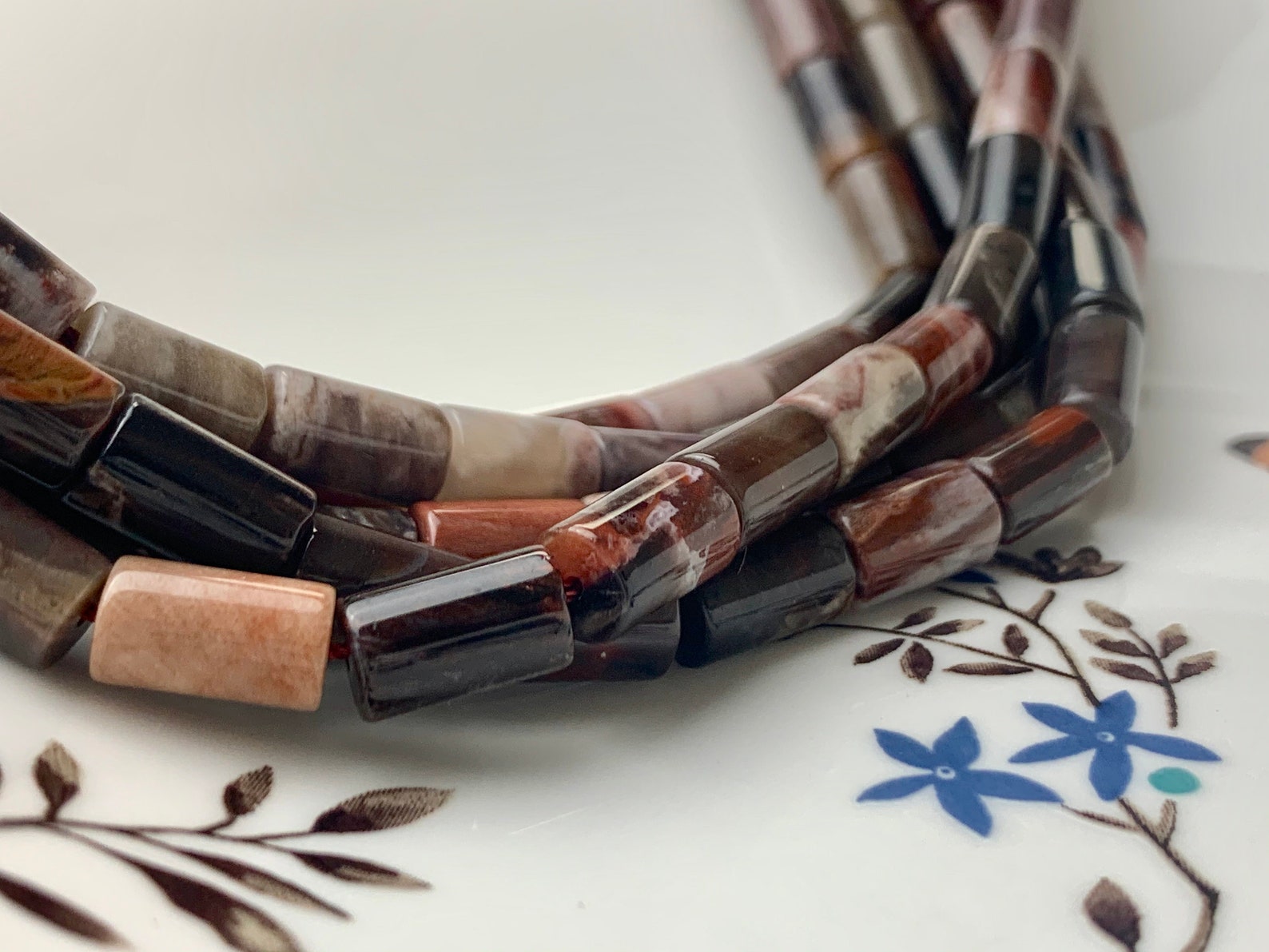 6x11 Mm AAA Smooth Tube Shape Natural Petrified Wood Beads Taupe Beige ...