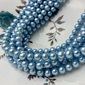 5-6mm 7-7.5mm 8mm AA Baby Blue Color Potato Freshwater Pearl Beads ...