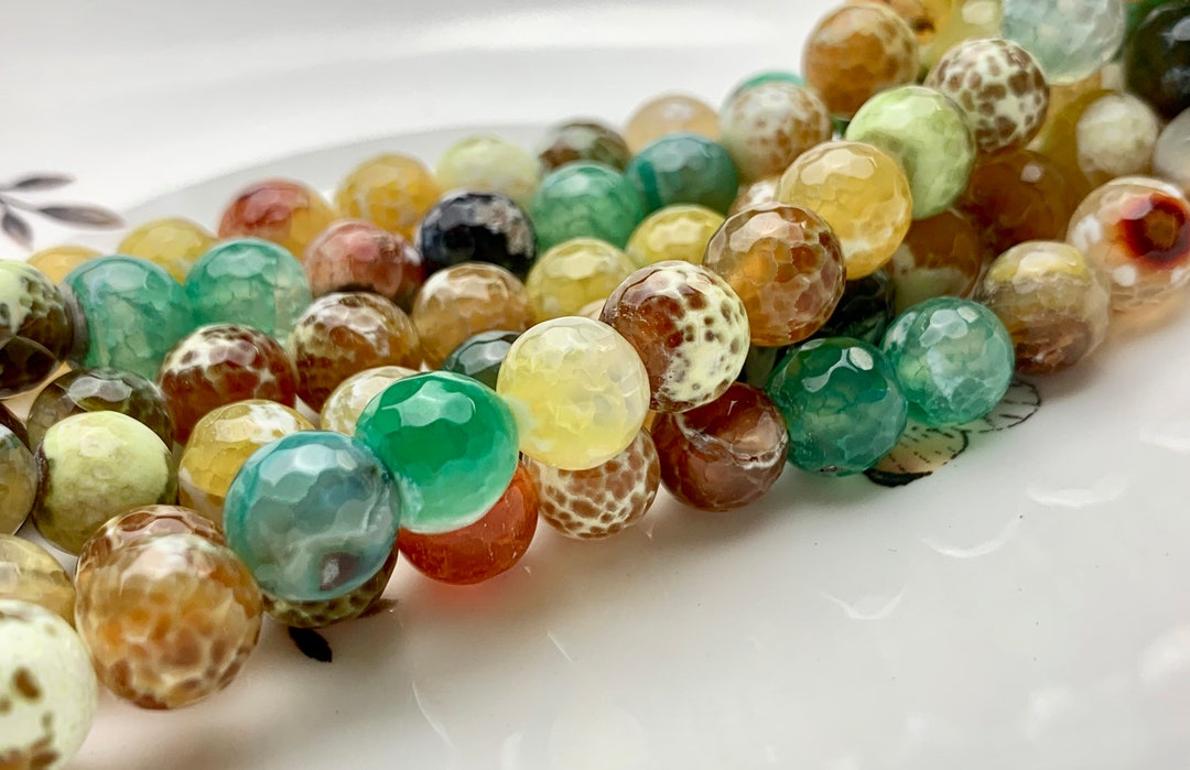 BEST DEAL 10 Mm Faceted Round Fire Agate Gemstone Beads Heat Treated ...